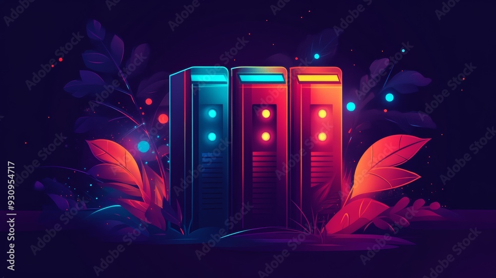 Eco-friendly battery storage flat design front view renewable power ...