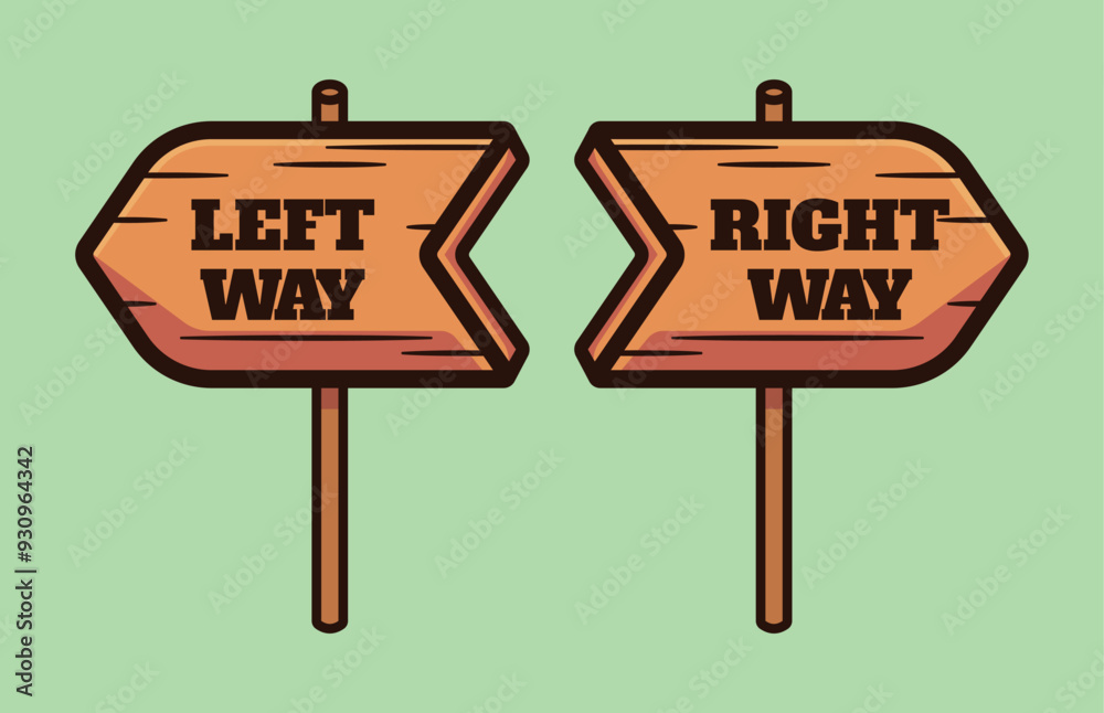 Wooden timber planks Sign Board with arrow shape and right or left ...