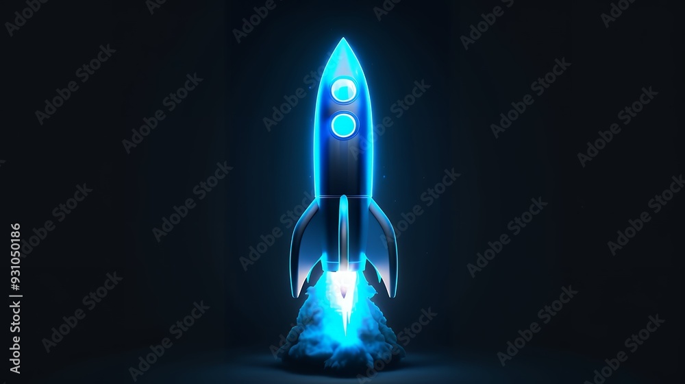 Digital rockets launch into outer space. Boosting and taking off career ...