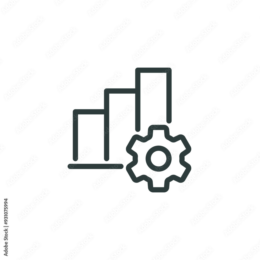 Outline icon increase productivity, manufacturing analyse, capacity ...
