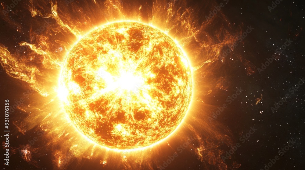 Realistic main sequence stars with bright yellow-white light, revealing ...