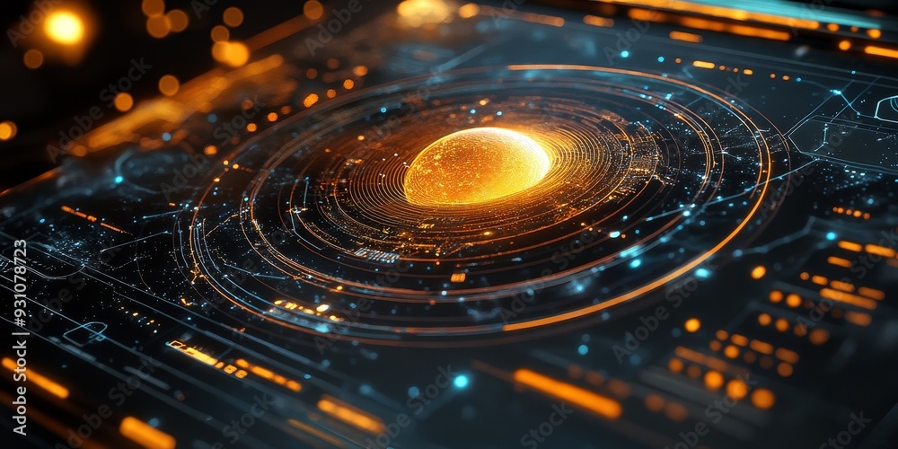 Close-up of an immersive space UI, featuring 3D planetary models ...