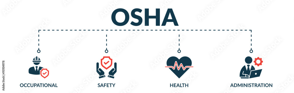 Banner of osha web vector illustration concept with icons of ...