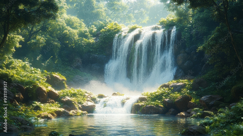 Visualize a majestic waterfall cascading down moss 850 waterfall, water ...