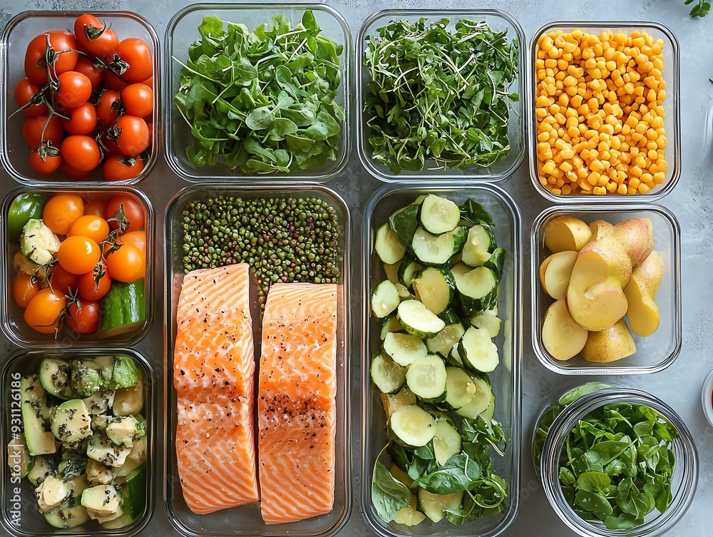 A familystyle meal plan layout with healthy options for breakfast ...