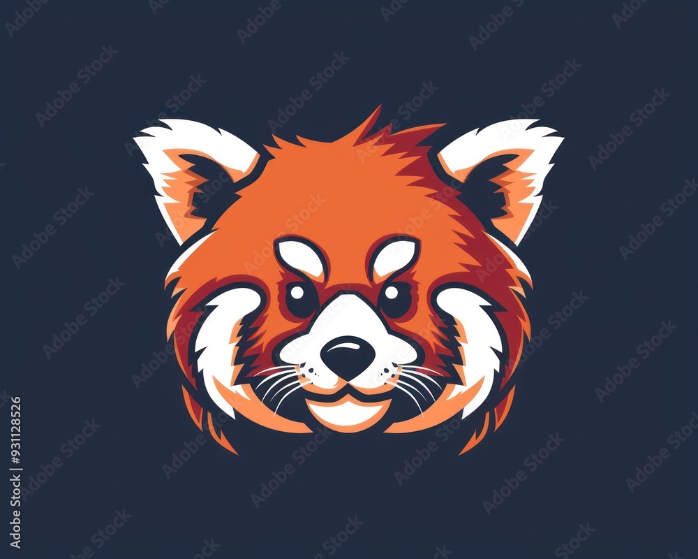 Cartoon red panda head with white fur and blue eyes. Stock Illustration ...