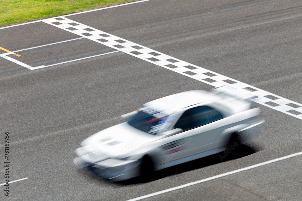 Motion blur race car racing on speed track, Car race on the ...