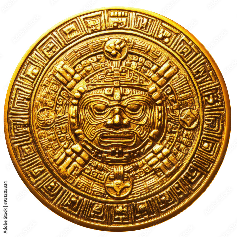 Aztec pirate gold coin sticker transparent background PNG clipart Stock ...