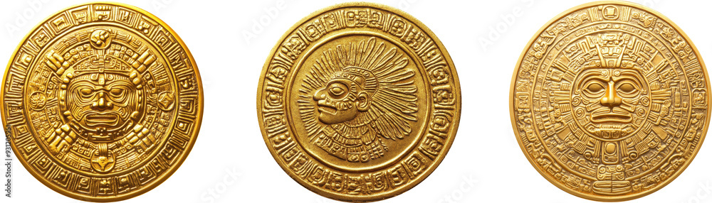 Aztec pirate gold coin sticker transparent background PNG clipart Stock ...