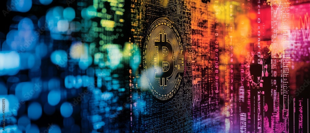 Array of digital asset symbols in different colors, Generative AI Stock ...