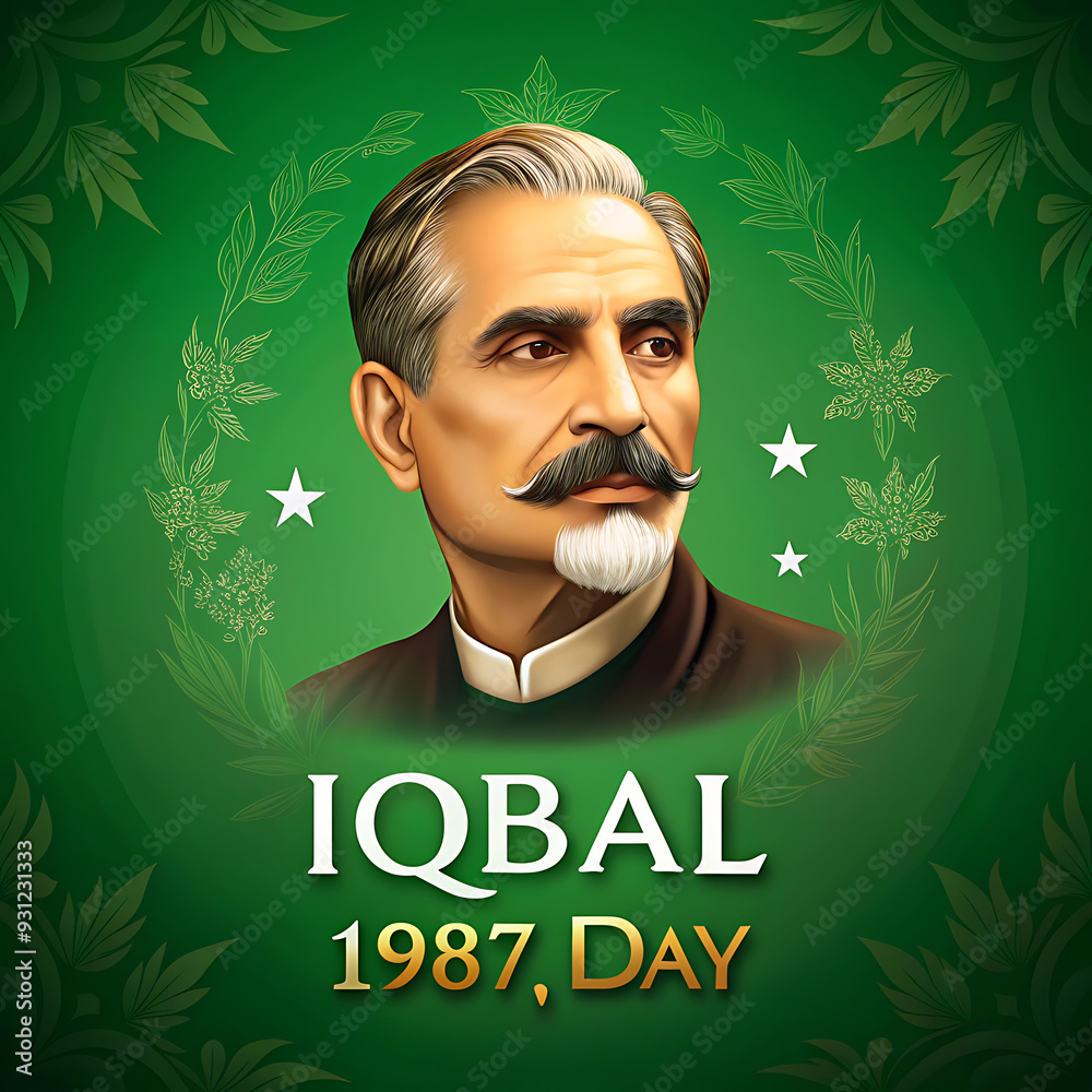 "Iqbal Day celebration concept. Commemorating the birth of Allama Iqbal ...