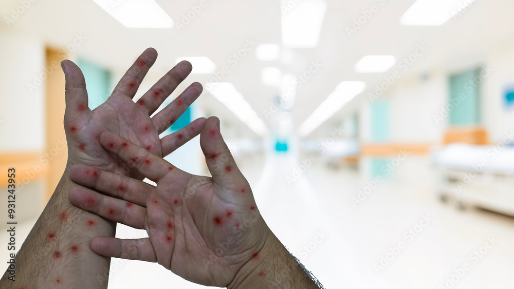 Male hands with Monkeypox rash. Patient with MonkeyPox viral disease ...