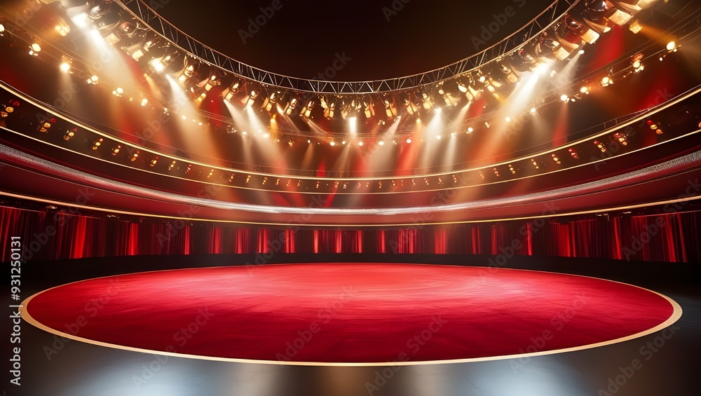 Spotlight on the Red Carpet round stage with Stage Lighting , created ...