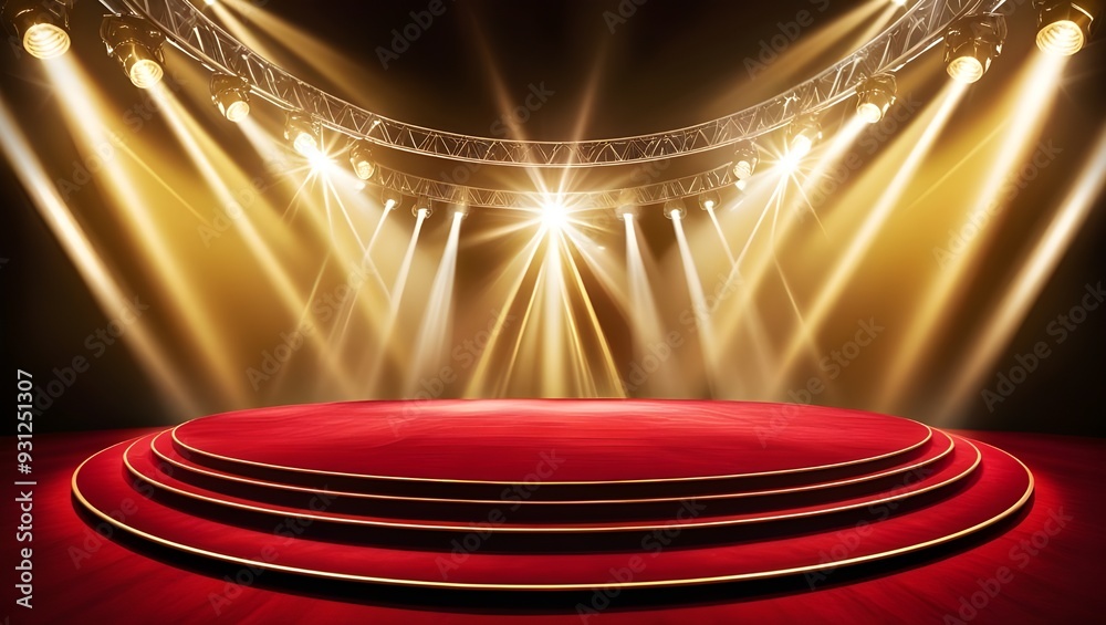 Spotlight on the Red Carpet round stage with Stage Lighting , created ...