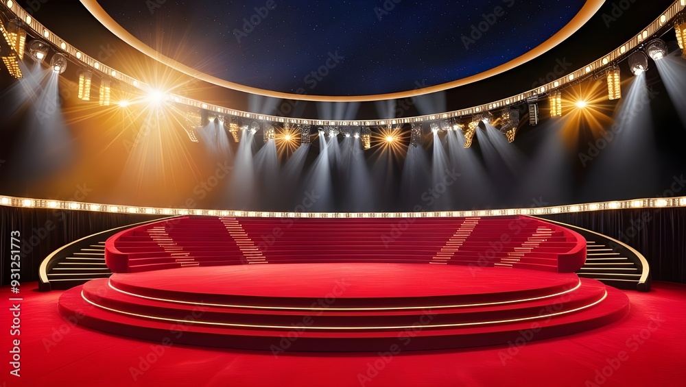 Spotlight on the Red Carpet round stage with Stage Lighting , created ...