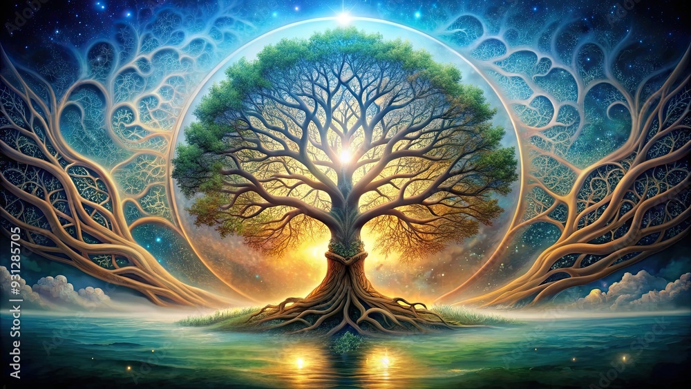 Ancient tree of life in Norse mythology, believed to connect the nine ...