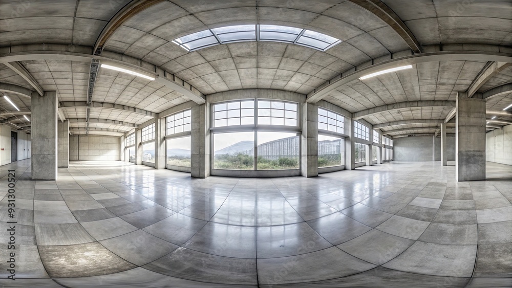 Full spherical seamless panorama 360 degrees view of an empty concrete ...