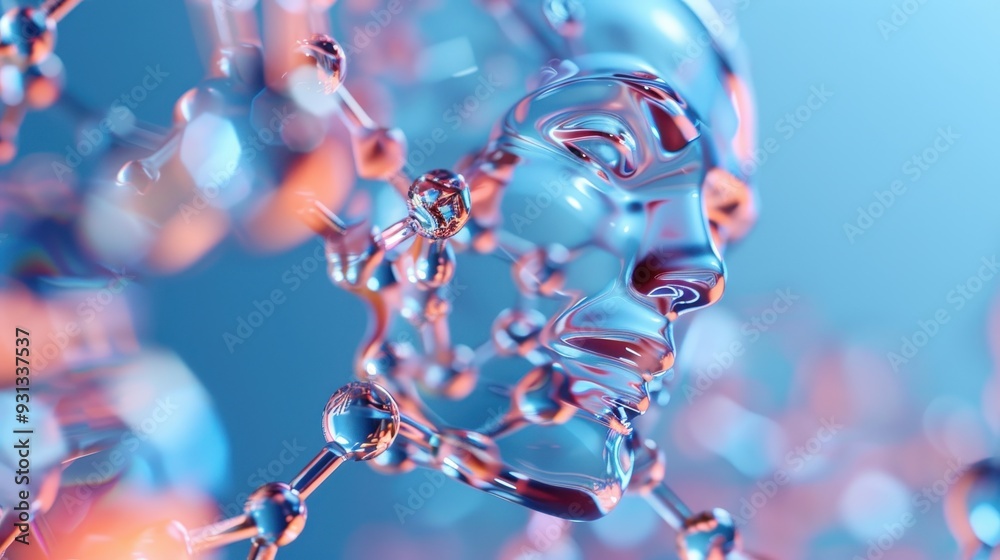 Biometric Glass Molecules, Intricate glass forms representing ...
