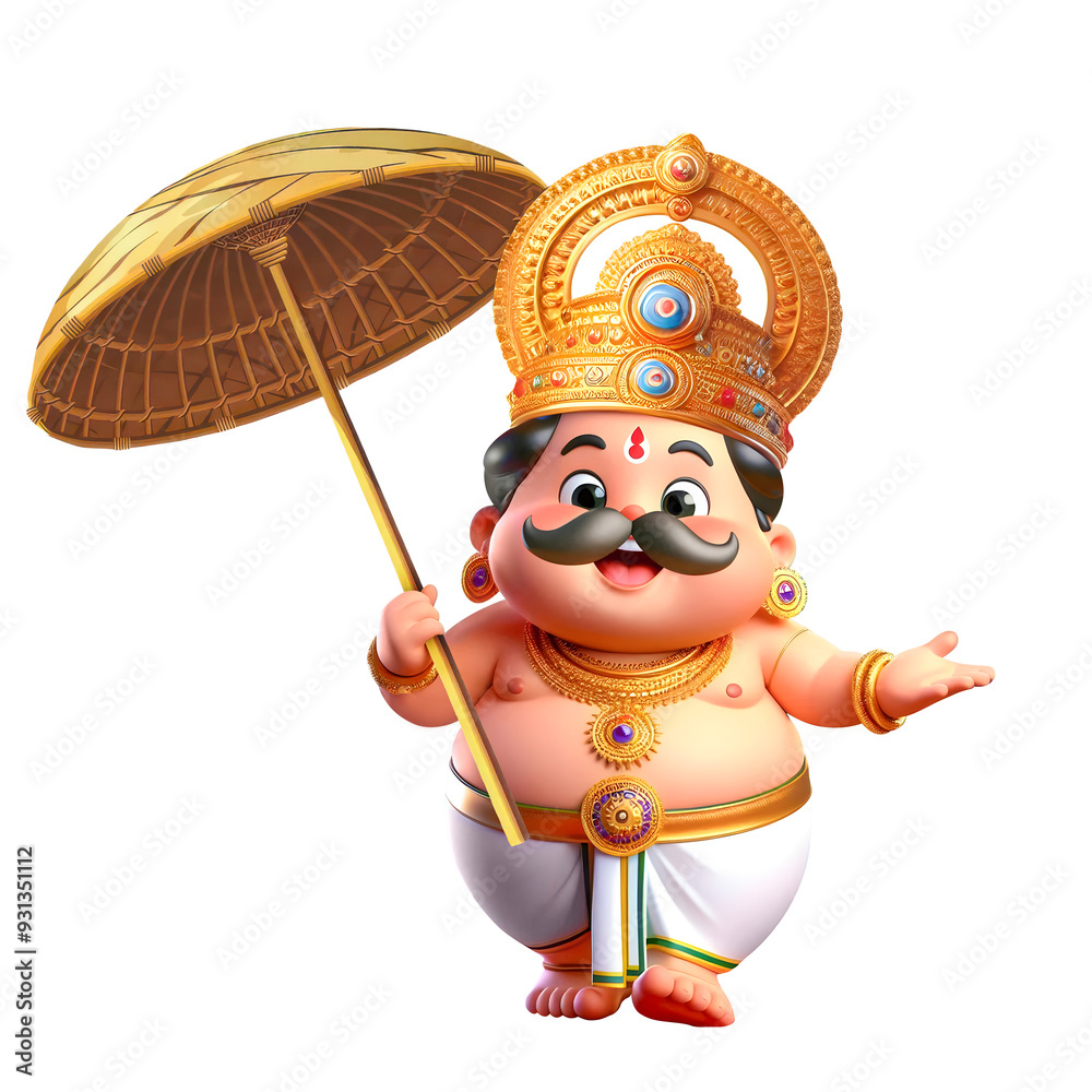3D illustration of King Mahabali, a mythological character, Onam ...