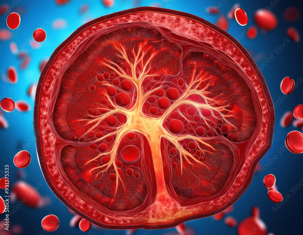 Human Artery Cross Section with Red Blood Cells Stock Illustration ...