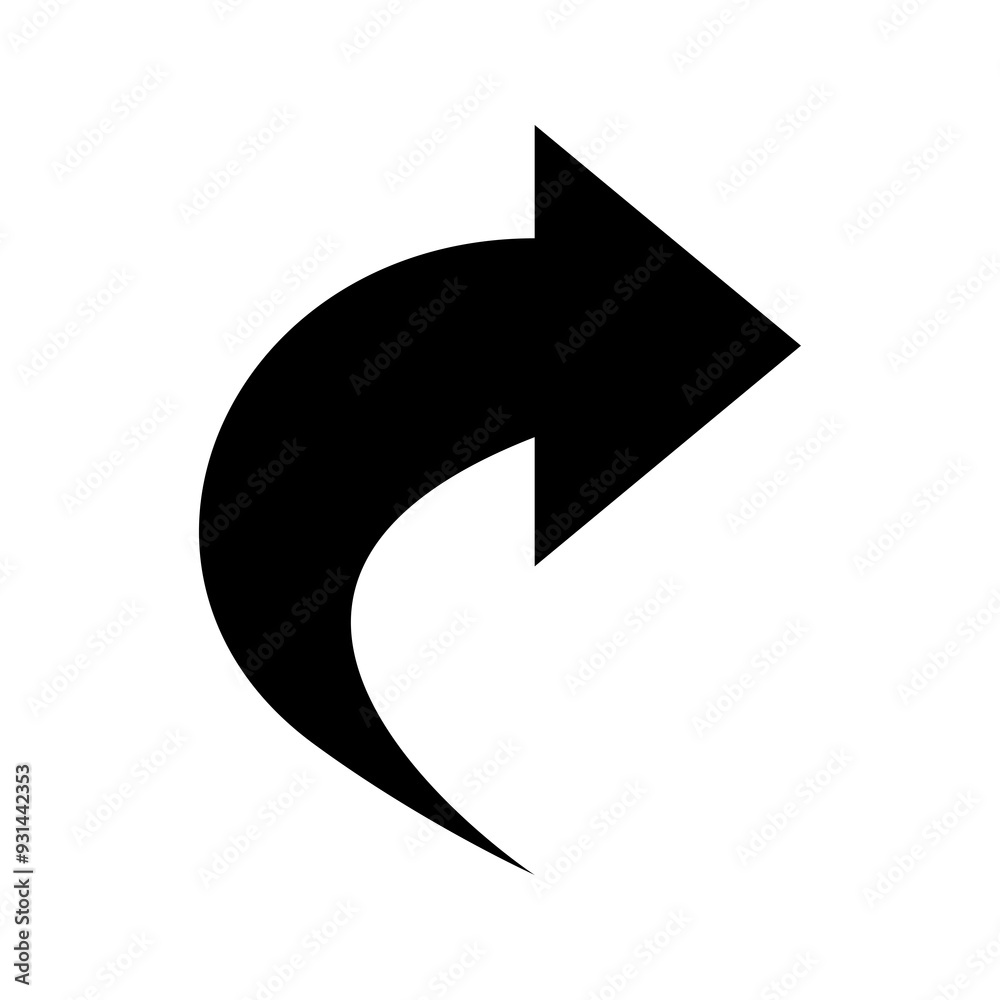 Foto de Stock curved arrow png, black curved arrow icon ioslated on ...