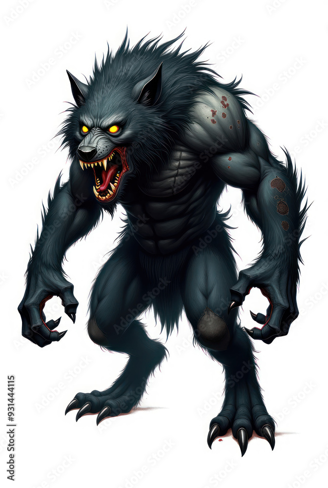 Menacing Werewolf in Shadows , dark fantasy aesthetic, high-detail ...