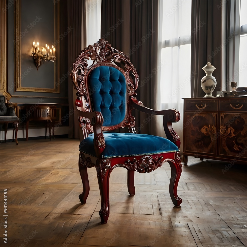 wooden royal chair and armchair design illustration, Antique armchair ...