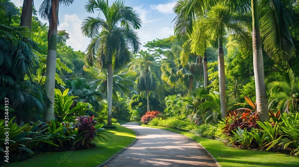 Singapore Botanical Gardens with different types of palm trees The ...
