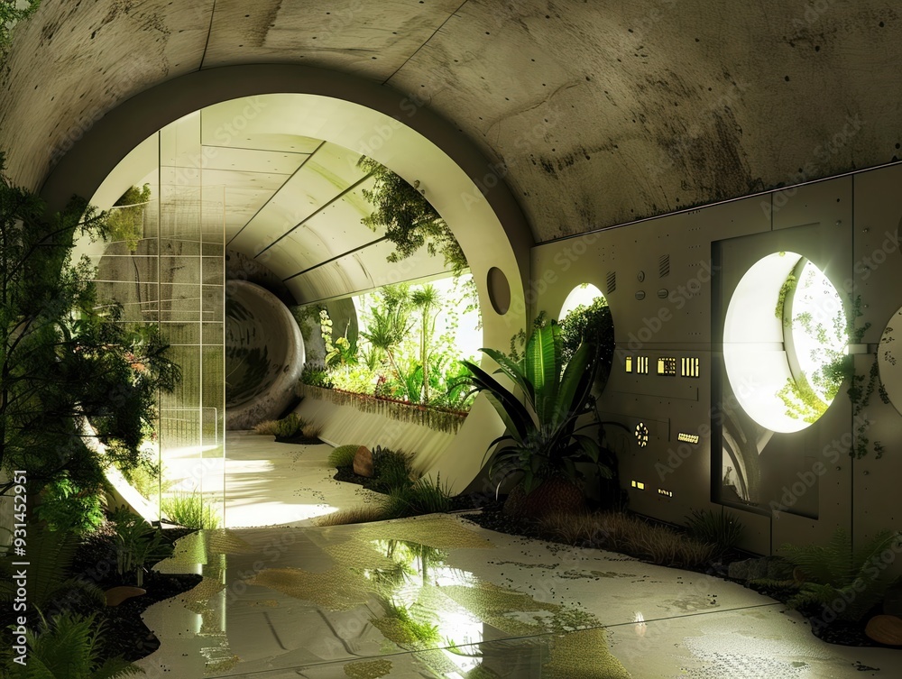 An underground bunker designed as a sustainable living space with ...