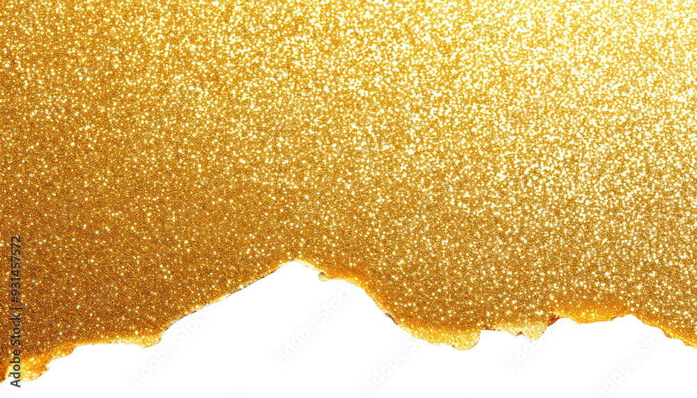 Gold glitter texture with torn edge isolate on transparent background ...
