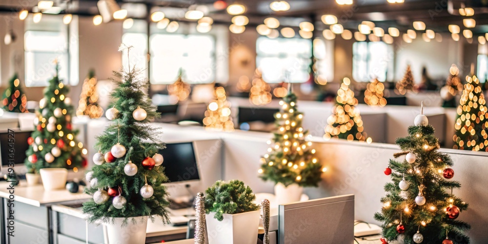 Festive Office Cubicles. Modern open-plan office decorated for the ...