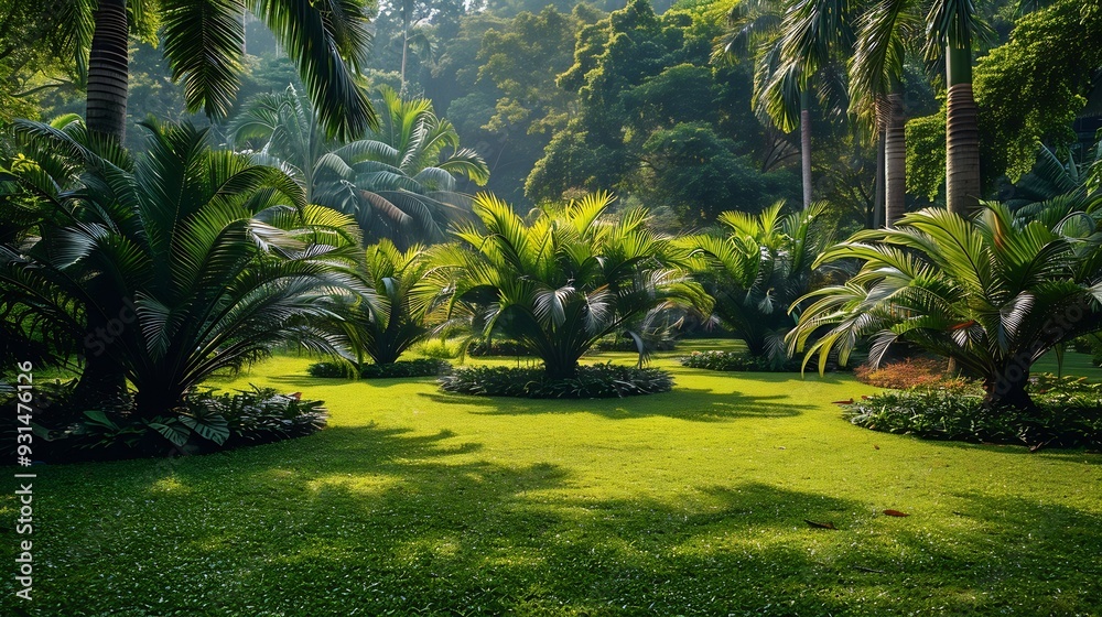 Singapore Botanical Gardens with different types of palm trees The ...