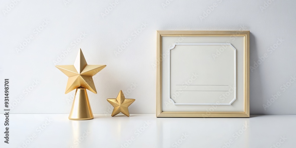 Minimalist composition of small star icon and simple award certificate ...