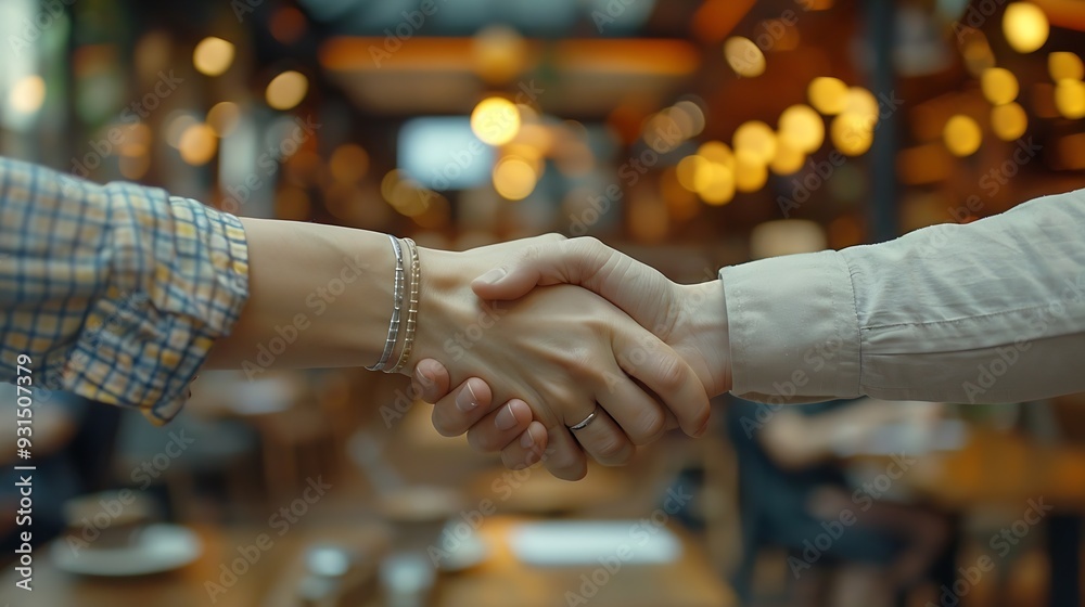 Business people meeting and handshake at cafe for introduction ...