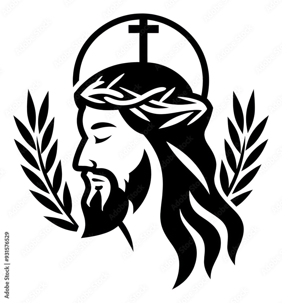 PNG Black minimalist jesus christ logo design drawing representation ...
