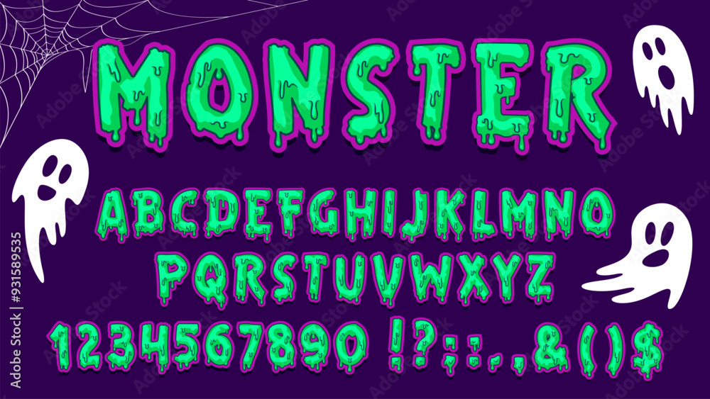 Halloween scary font, monster type, zombie typeface, spooky Helloween ...