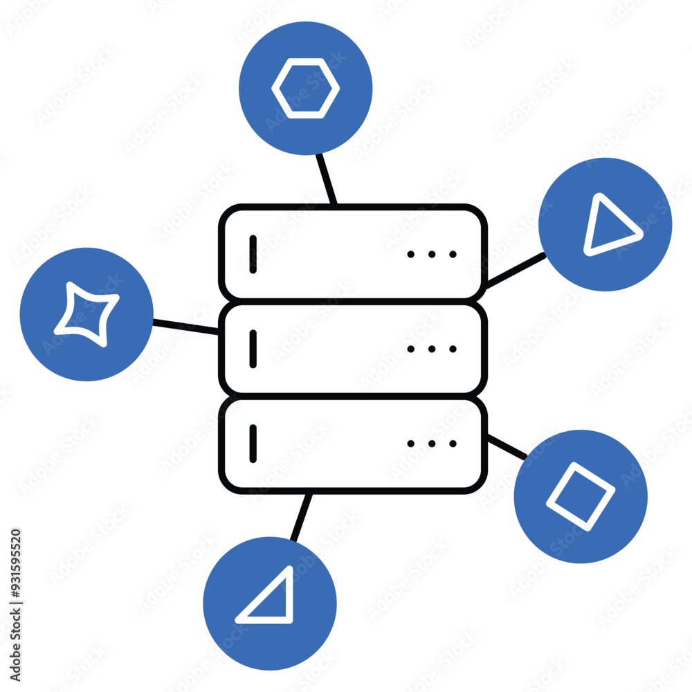 An icon illustrating data visualization with multiple geometric shapes ...