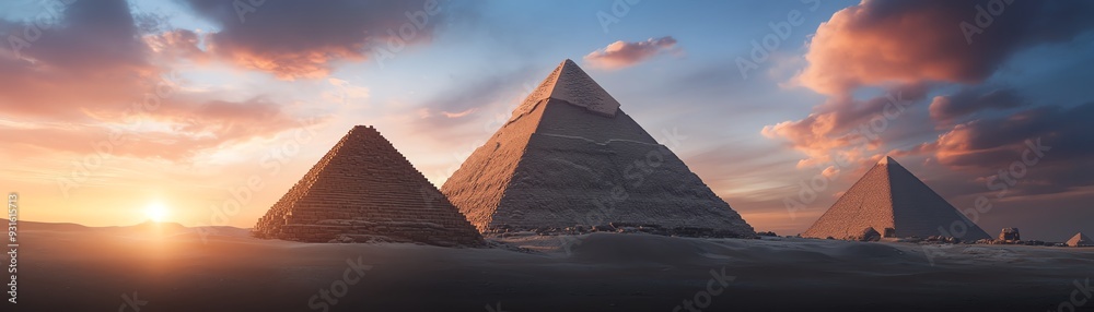 Stunning view of ancient pyramids at sunset, showcasing natural beauty ...