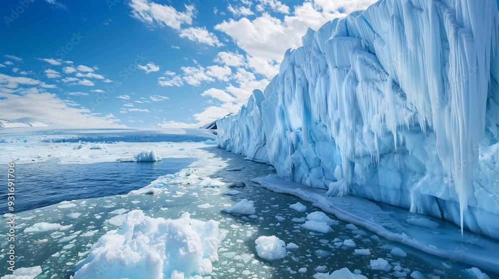 Visual representation of climate change showing melting glaciers ...