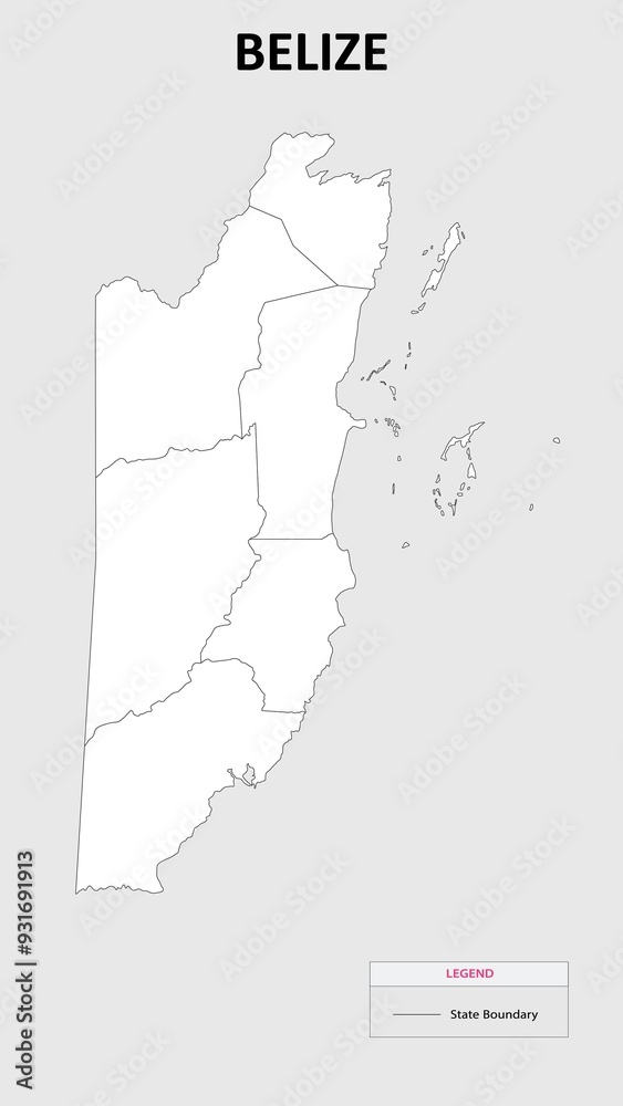 Belize Map. State map of Belize. Administrative map of Belize with ...