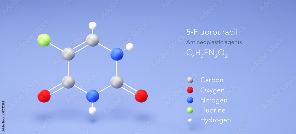 ภาพประกอบ Stock 5-fluorouracil molecule, molecular structure ...