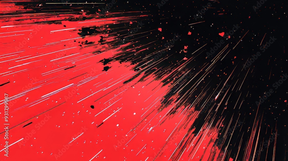 red Background, Black Shadow Space Scene with Stars Running Through in ...