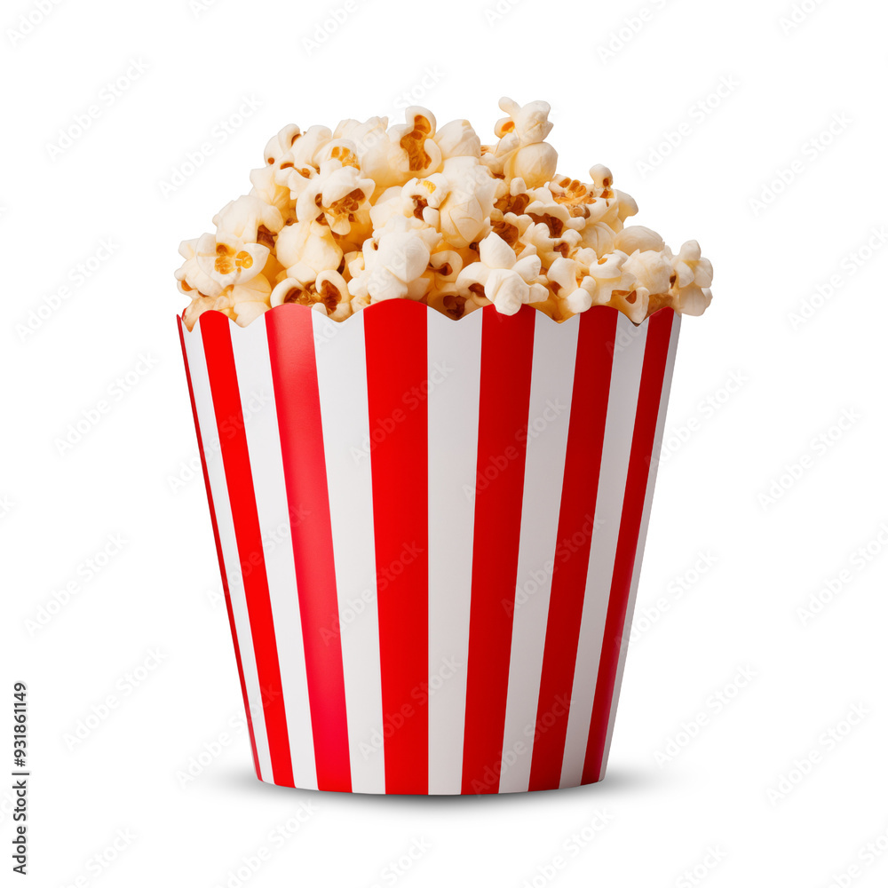 striped popcorn bucket isolated on transparent background, png Stock ...