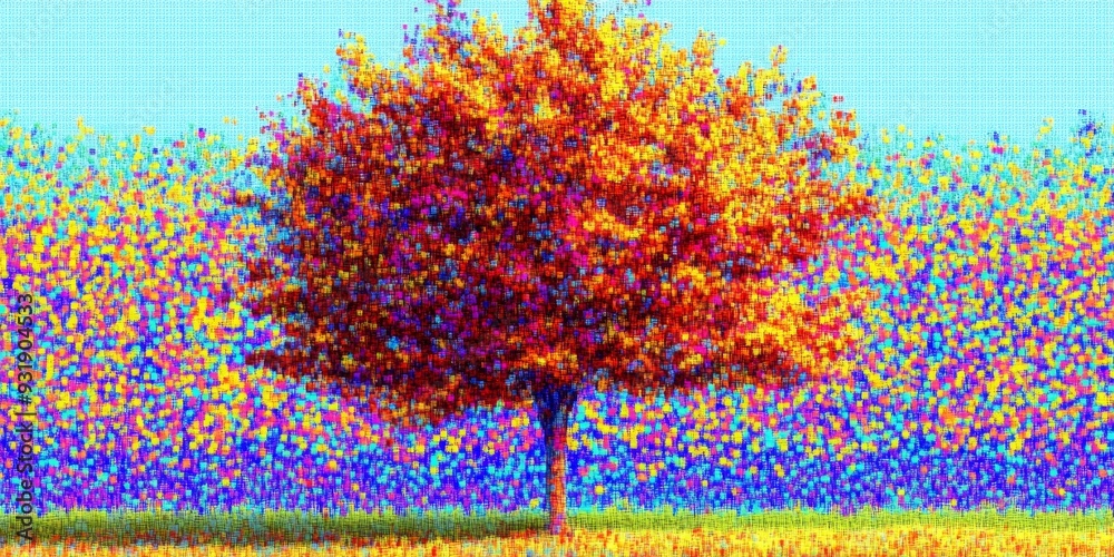 Vibrant Pointillism Landscape: AI-Generated Digital Art Inspired by ...