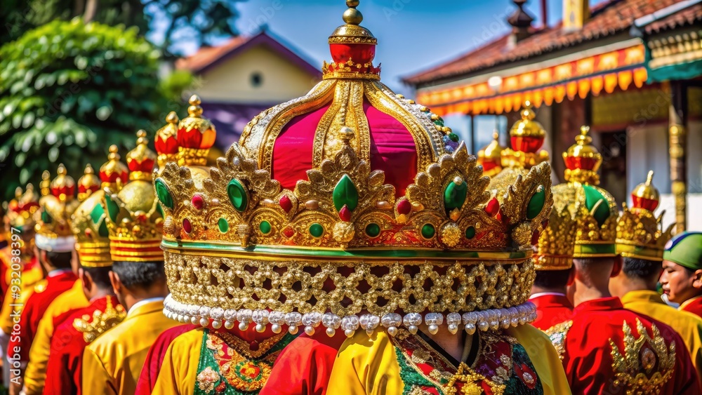 Colorful royal regalia on display during traditional procession at ...