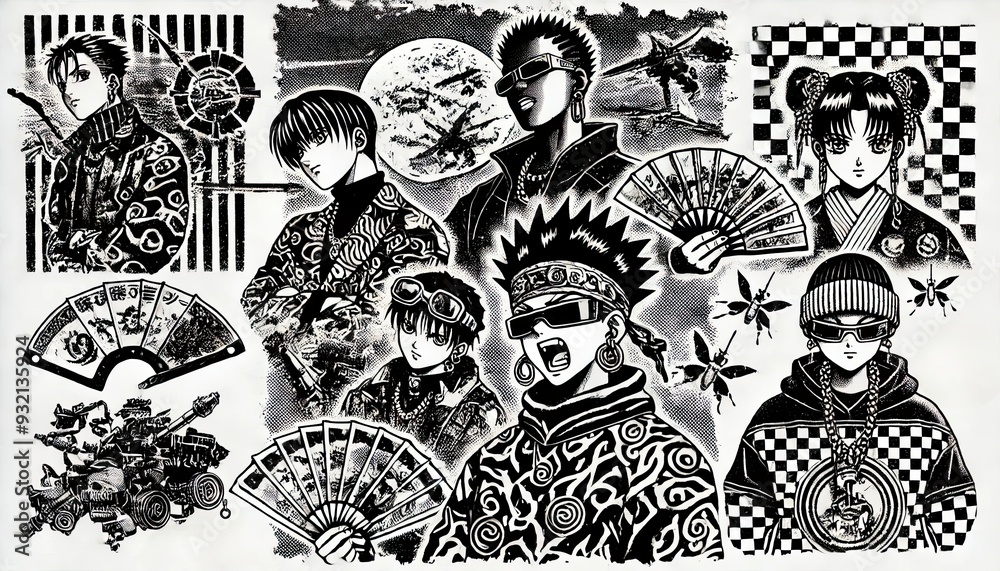 Y2K Manga Collage. A stylish and glamorous Y2K-inspired manga anime ...