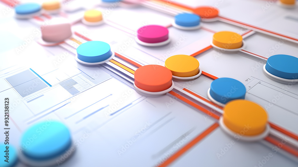 Foto de Stock Project Management Visualizing Workflow with 3D Business Cartoons.Effective ...