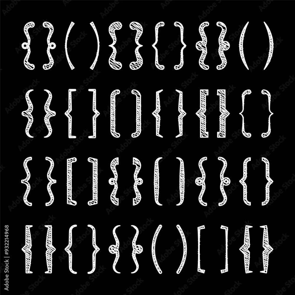 Shaded text brackets, black quotation box. Curly, square and corner ...