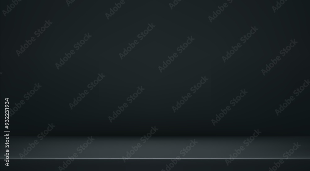 Black studio room. Limbo dark grey background. Abstract 3d backdrop for ...
