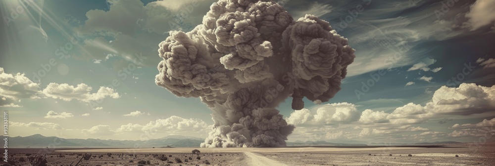 Vintage 1940s photo style depicting an atomic mushroom cloud showcasing ...
